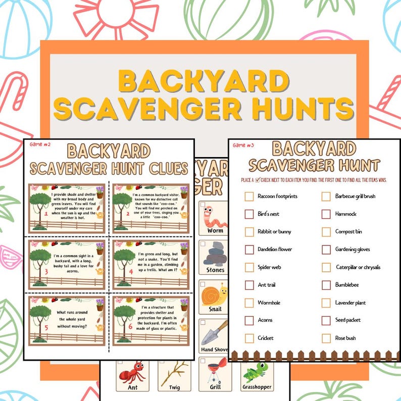 Printable Backyard Scavenger Hunt Bundle - 3 Separate Games for ...