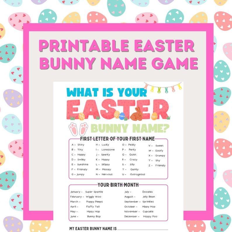 What is Your Easter Bunny Name Printable - Etsy