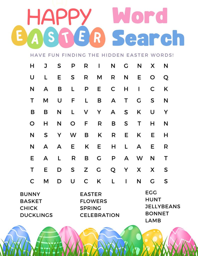 Printable Easter Word Search Game - Etsy