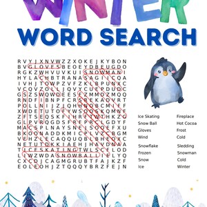 Printable Winter Word Search - Etsy