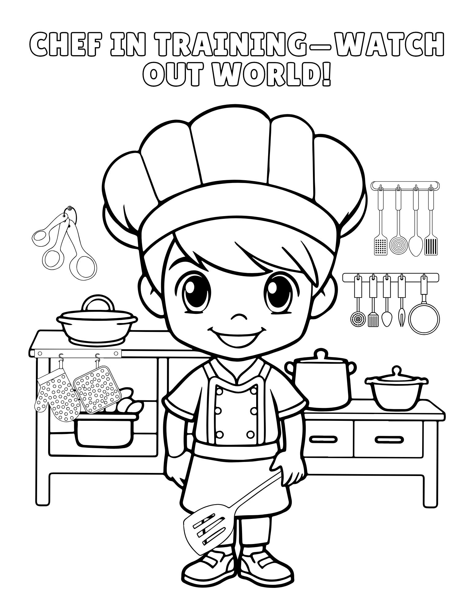 17 Page Printable Chef Activity Pack - Chef Coloring Book, Games ...