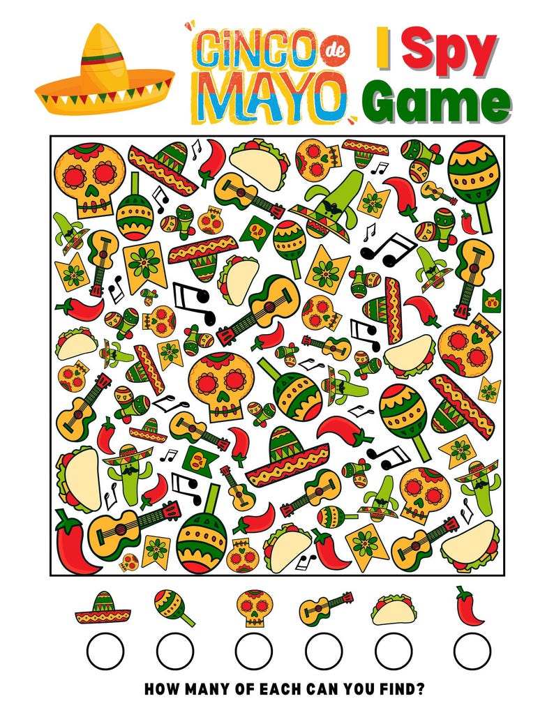 Printable Cinco De Mayo I Spy Game - Etsy