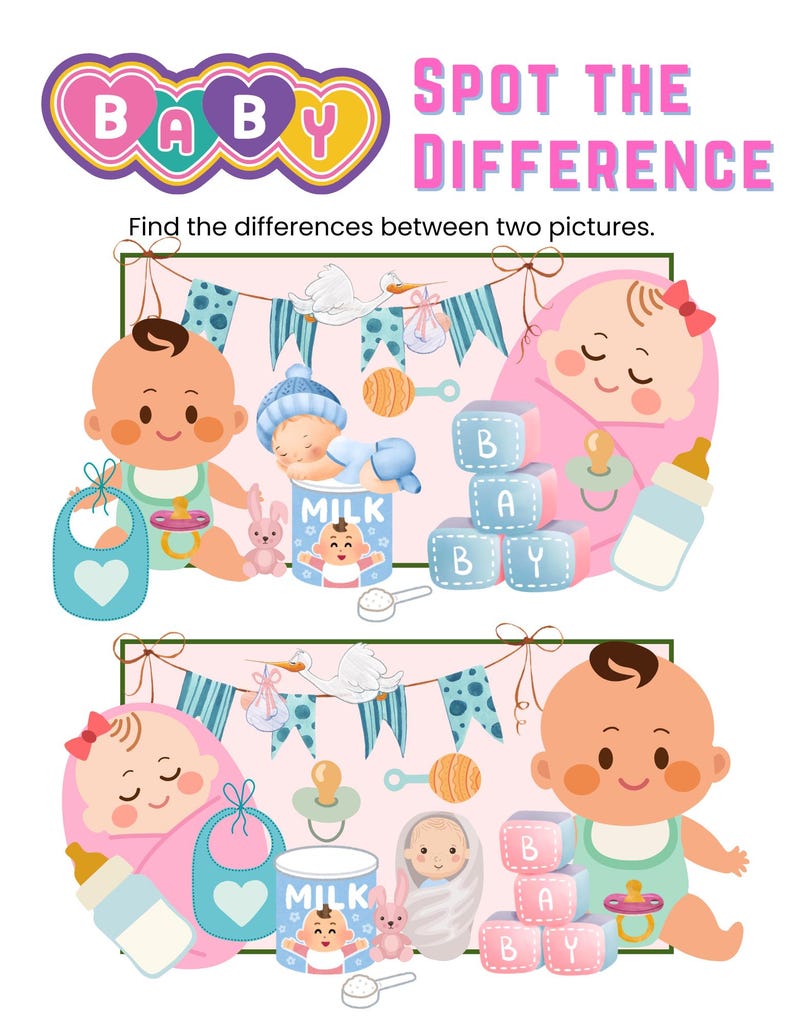 Printable Baby Shower Spot the Difference Game - Etsy Australia