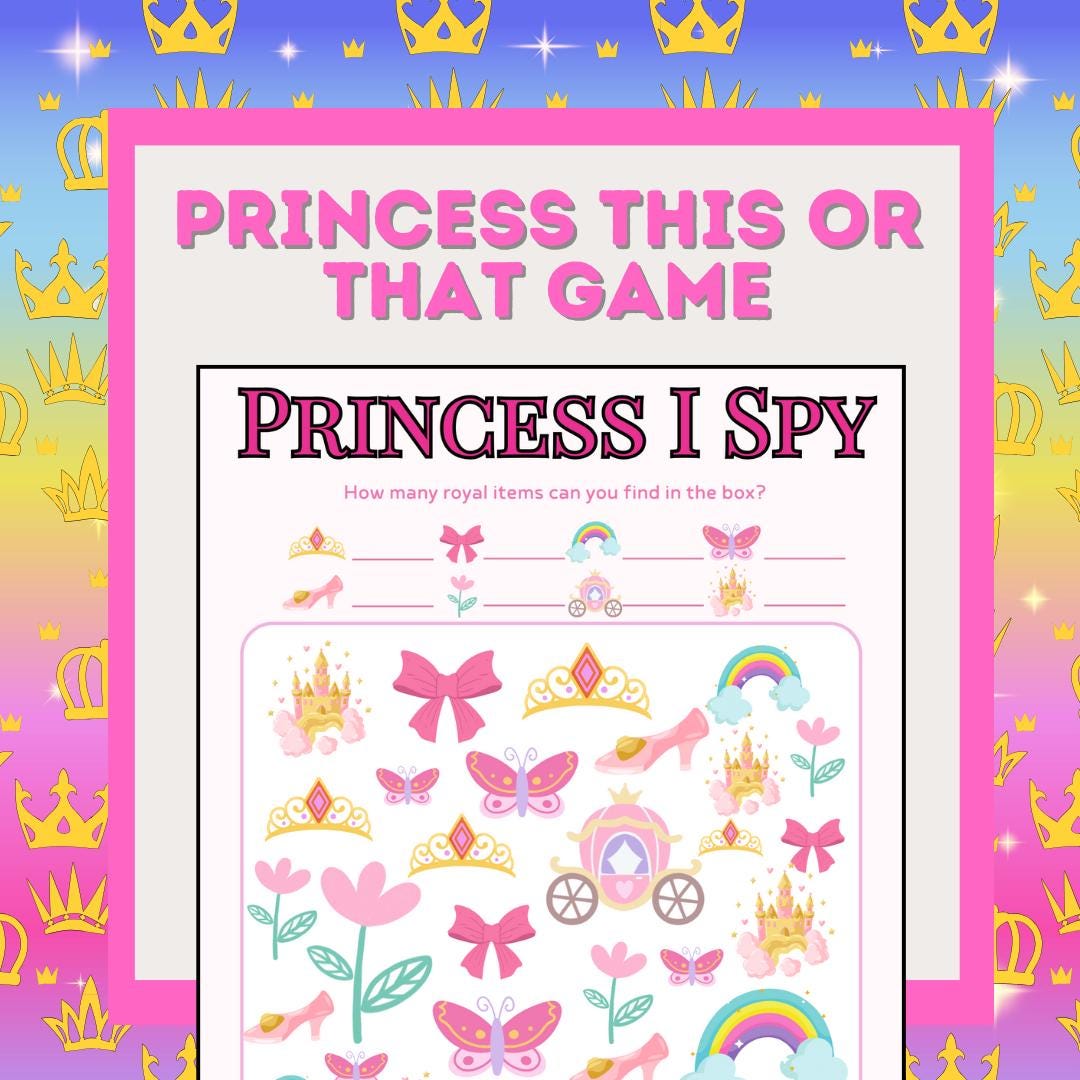 Printable Princess I Spy Game - Fun for a Princess Party Game - Etsy