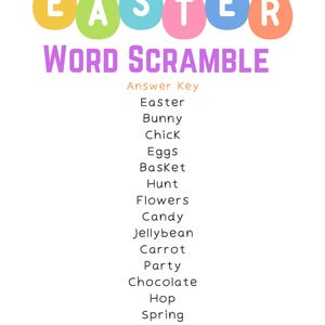Printable Easter Word Scramble Puzzle - Etsy