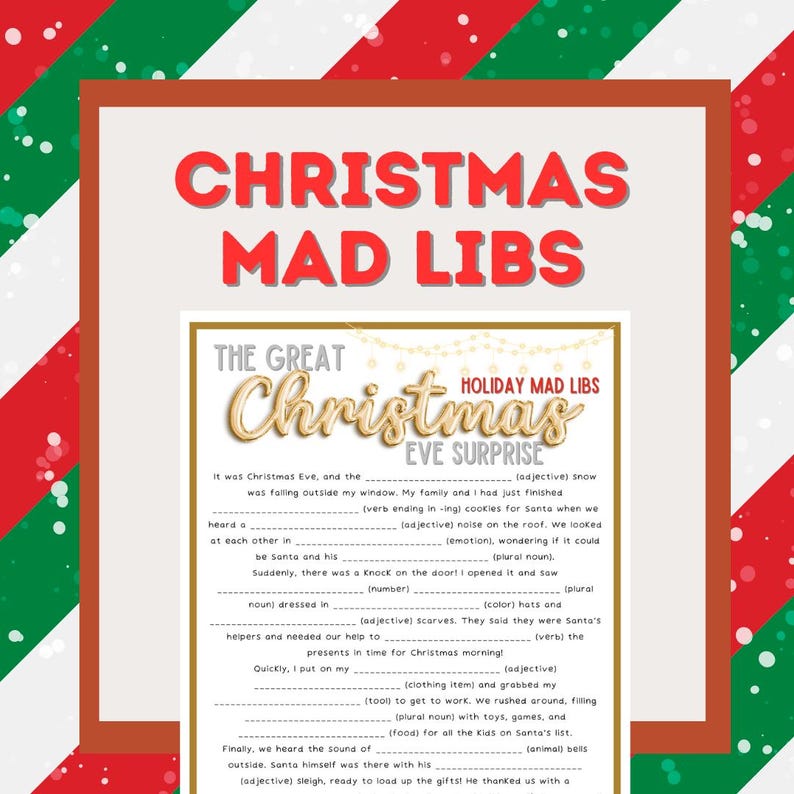 Printable Christmas Mad Libs Game - Etsy