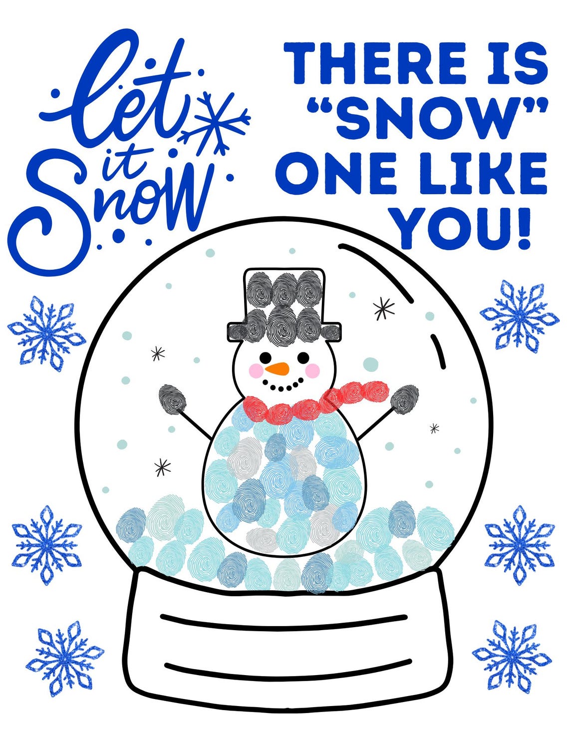 Snow Globe Snowman Fingerprint Craft Template - Etsy