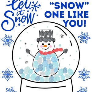 Snow Globe Snowman Fingerprint Craft Template - Etsy