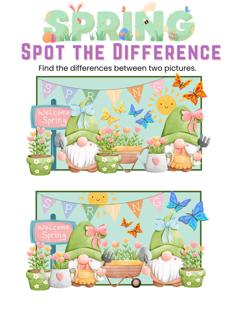 Printable Spring Spot the Difference Game - Etsy