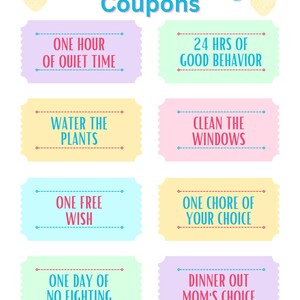 Printable Mother's Day Coupons for Gift From Kids - Etsy