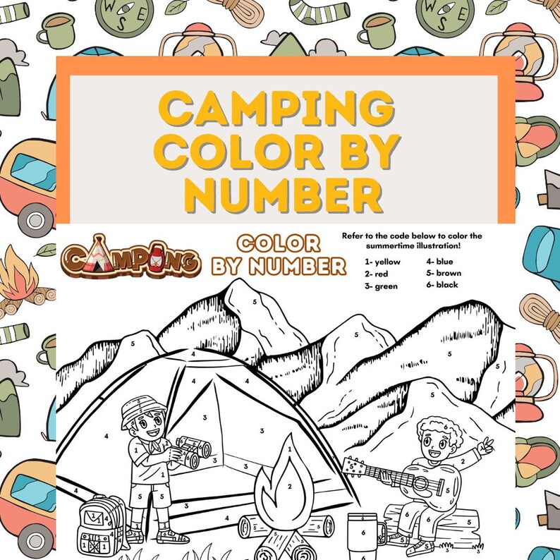 Printable Camping Color by Number Coloring Page - Etsy Australia