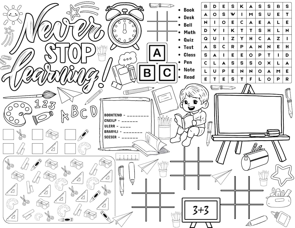 5 Printable Back to School Activity Pages (plus 1 Page Answer Key ...