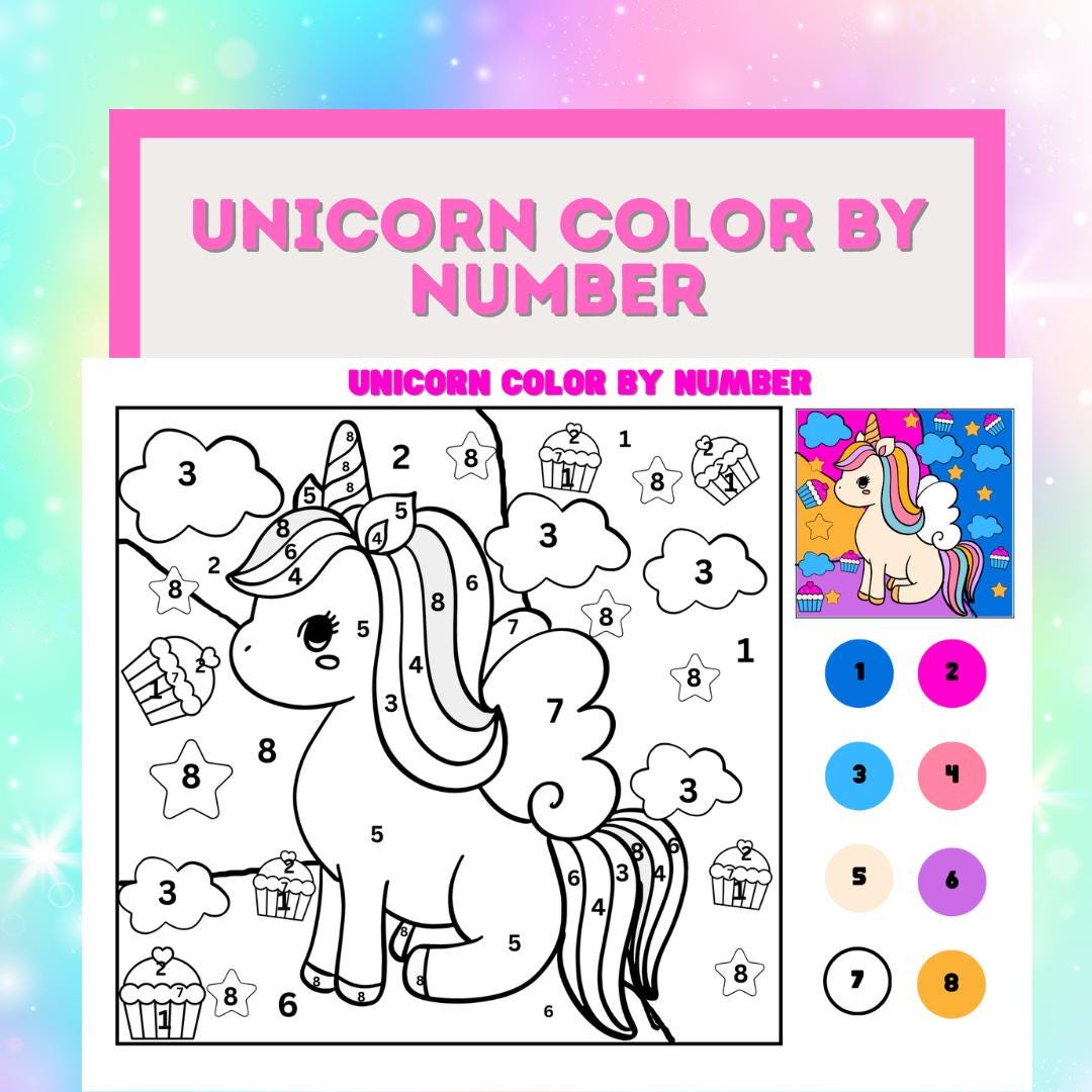 Printable Color by Number Unicorn Coloring Page - Etsy