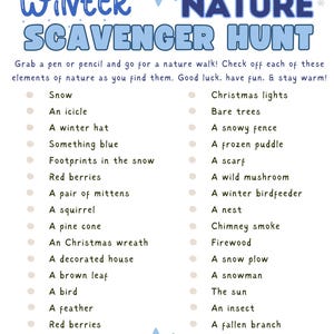 Printable Nature Winter Scavenger Hunt - Etsy