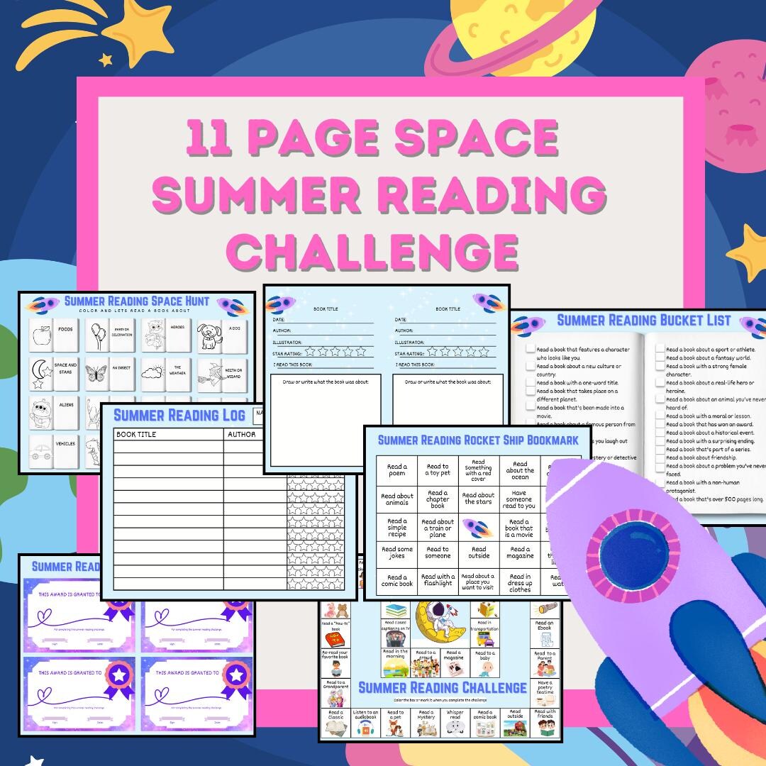 11 Page Space Summer Reading Challenge - Includes Reading Logs ...