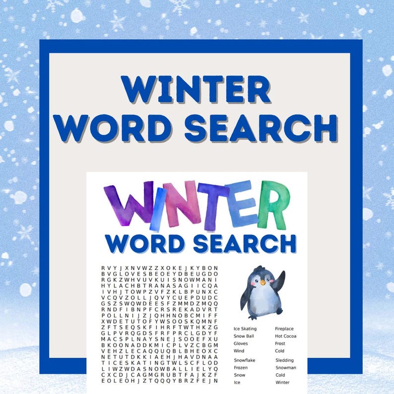 Printable Winter Word Search - Etsy