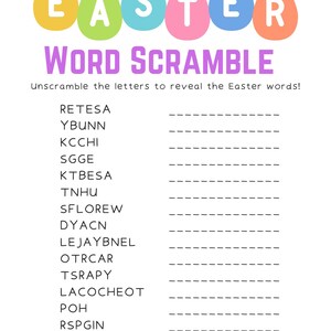 Printable Easter Word Scramble Puzzle - Etsy