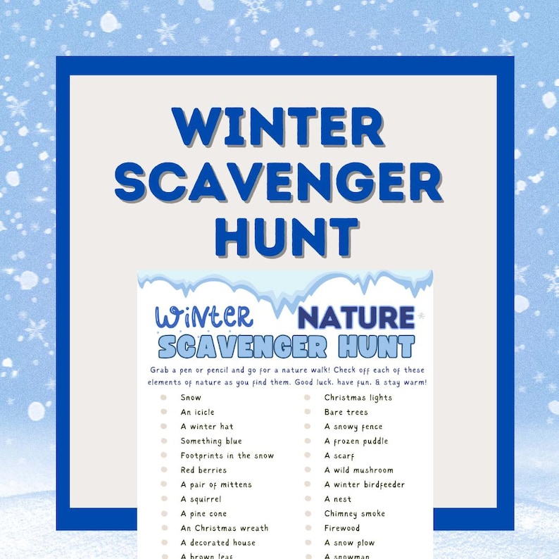 Printable Nature Winter Scavenger Hunt - Etsy