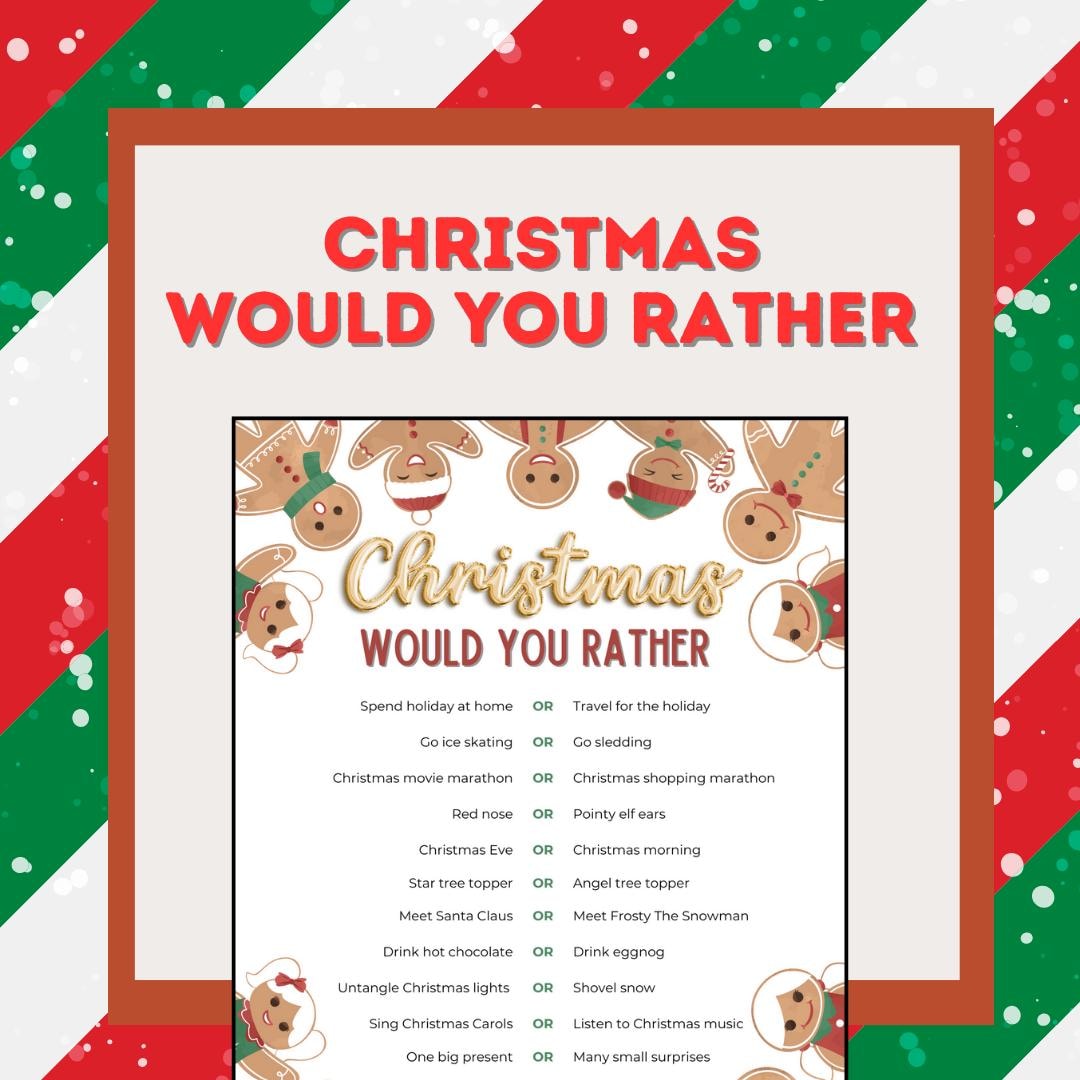Printable Christmas Would You Rather Game - Etsy