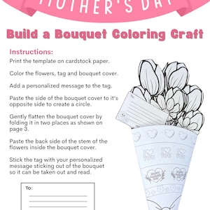 Printable Coloring Mother's Day Flower Bouquet Craft - Etsy