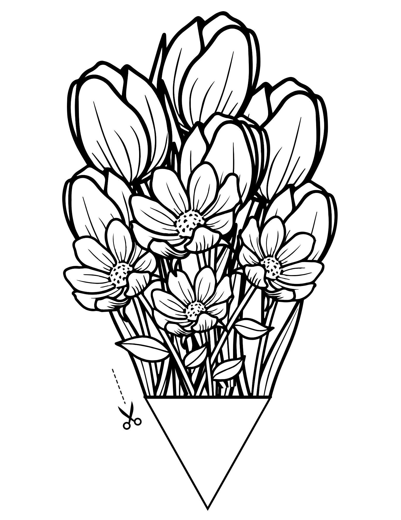 Printable Coloring Mother's Day Flower Bouquet Craft - Etsy
