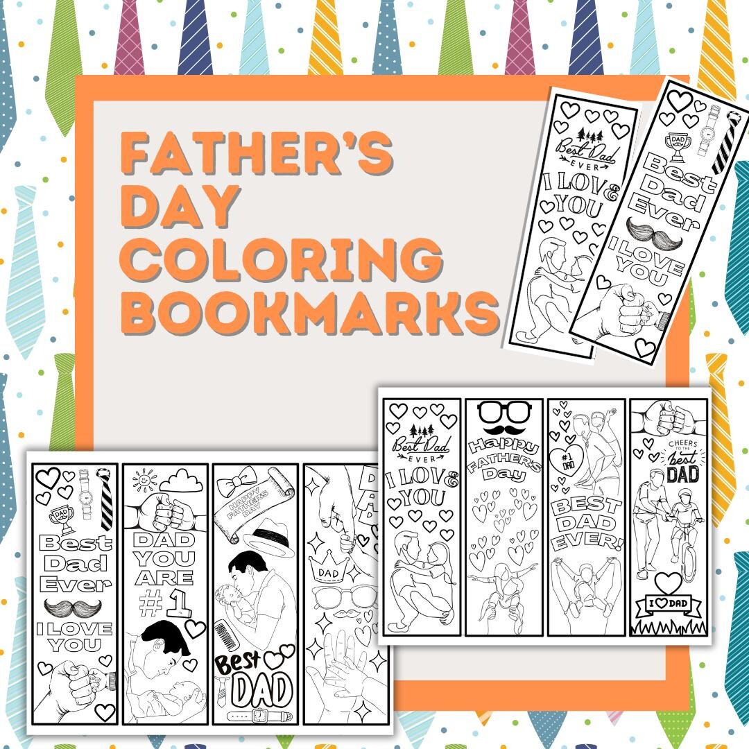 Printable Coloring Father's Day Bookmarks - 8 Different Designs! - Etsy
