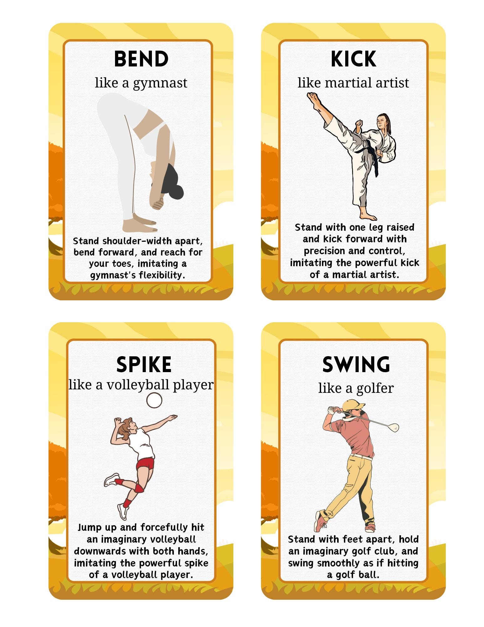 Printable Kids Movement Cards - 40 Cards of Physical Activities to Get ...
