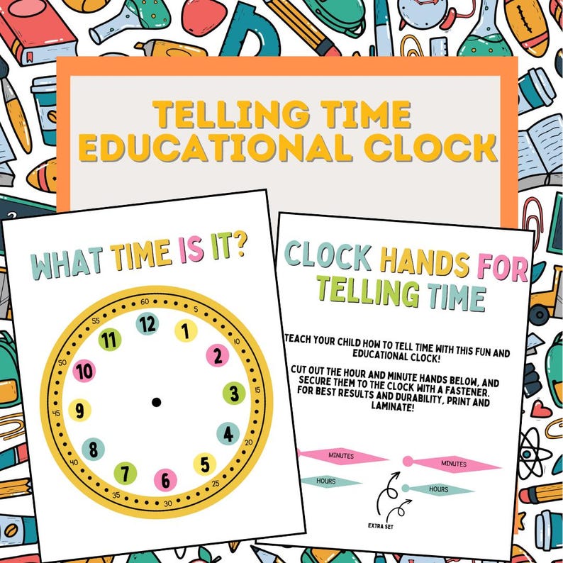 Printable Educational Clock Telling Time Worksheet - for Home ...