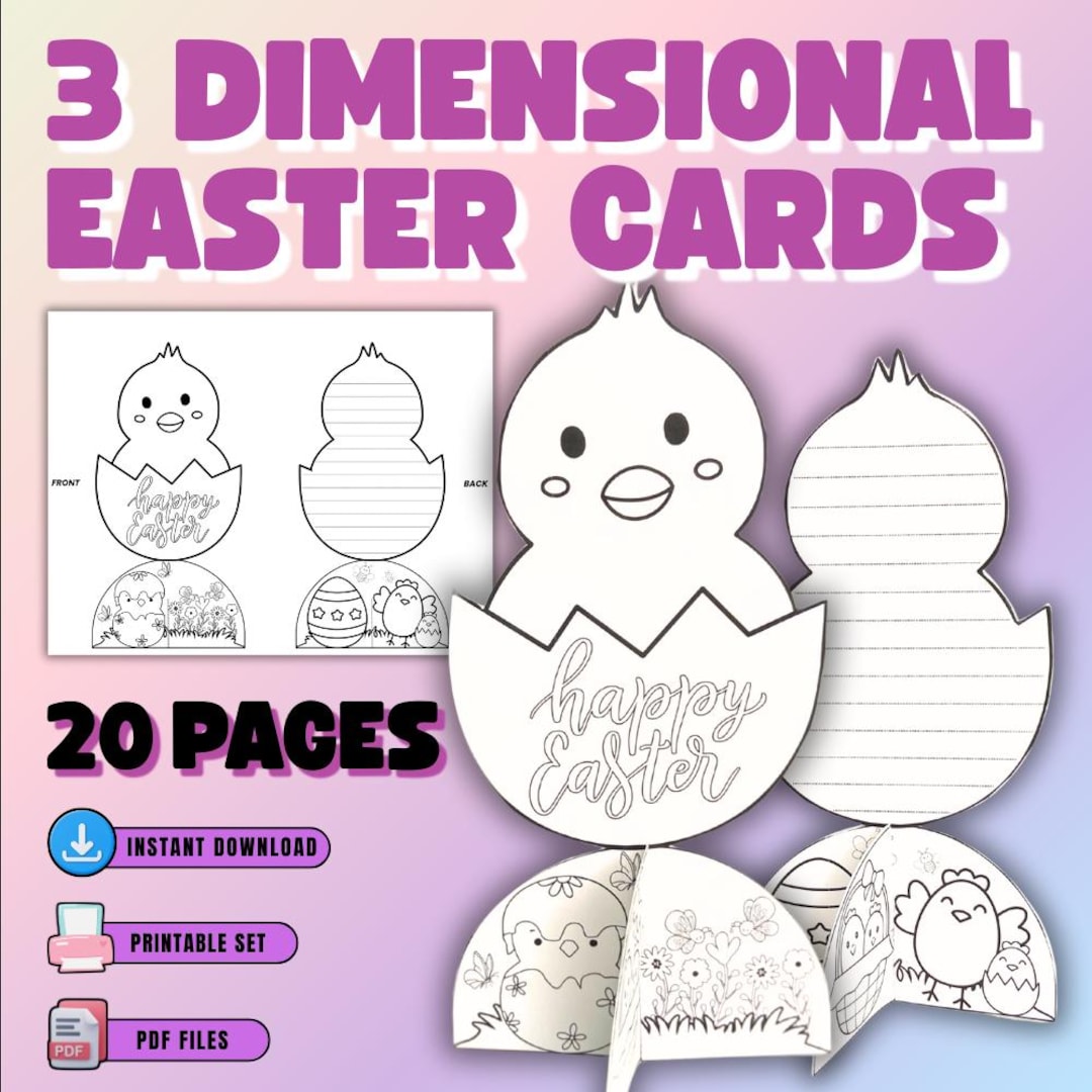 Printable 3D Easter Cards - Cut, Color and Assemble! - Etsy