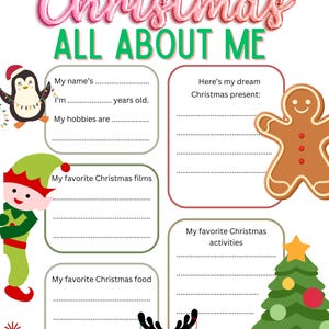 Printable Christmas All About Me Worksheet - Etsy