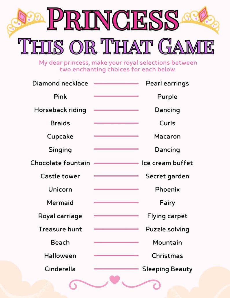 14 Page Printable Princess Games Bundle - Perfect for a Princess Party ...