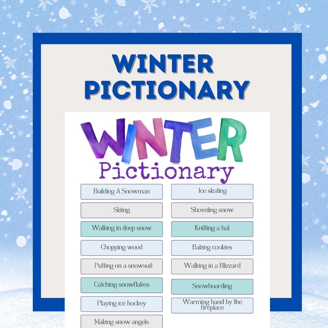 Printable Winter Pictionary Game - Etsy