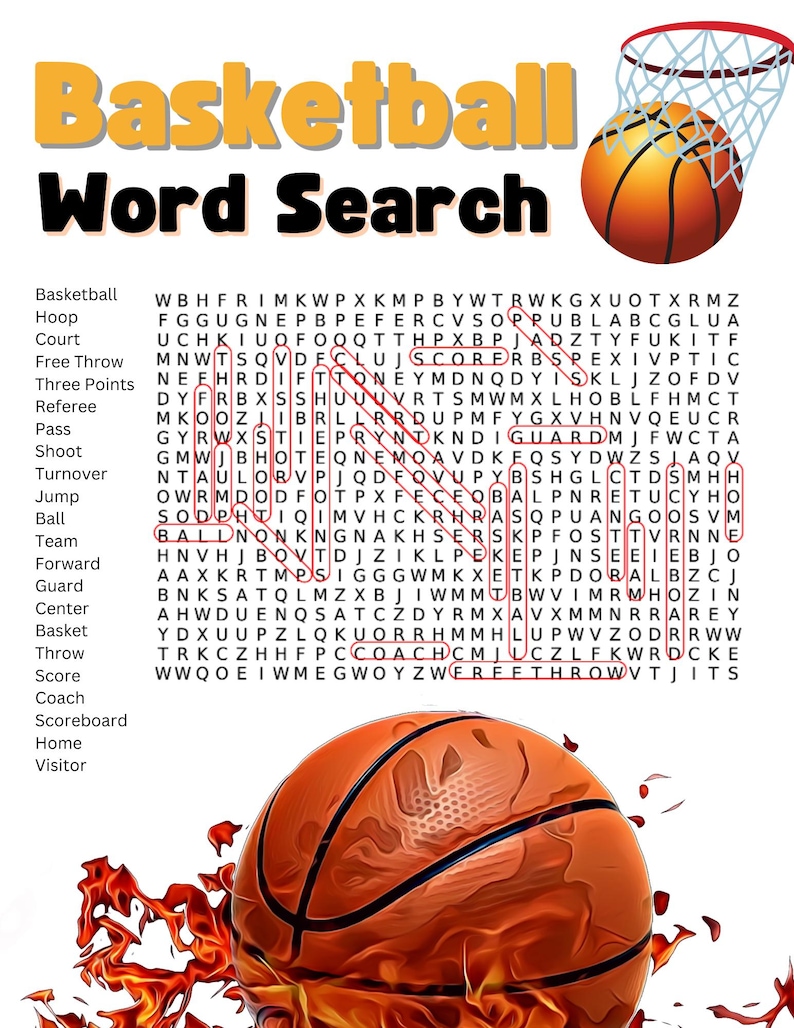 Printable Basketball Word Search Complete With Answer Key - Etsy