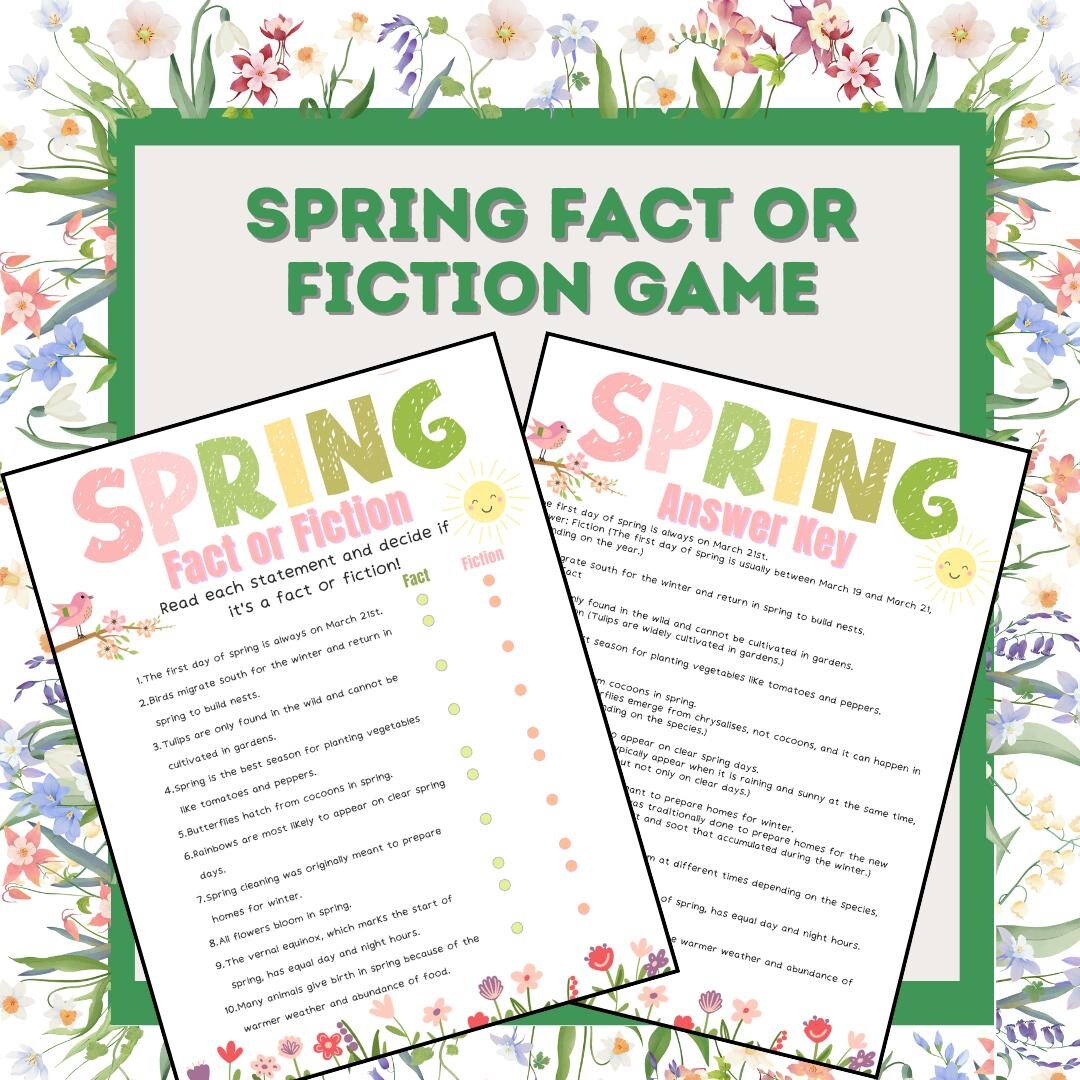 Printable Spring Fact or Fiction Game - Etsy