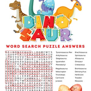 Printable Dinosaur Word Search Puzzle - Etsy