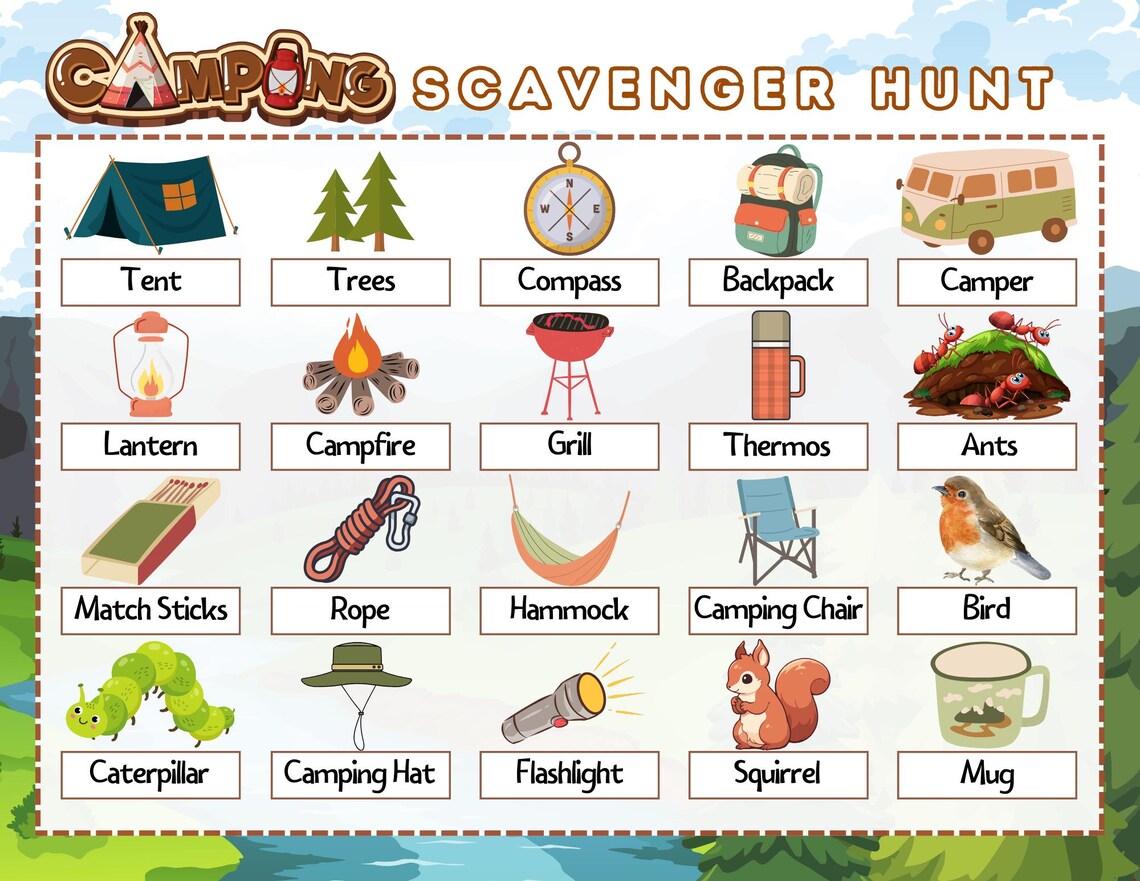Printable Camping Scavenger Hunt - Etsy