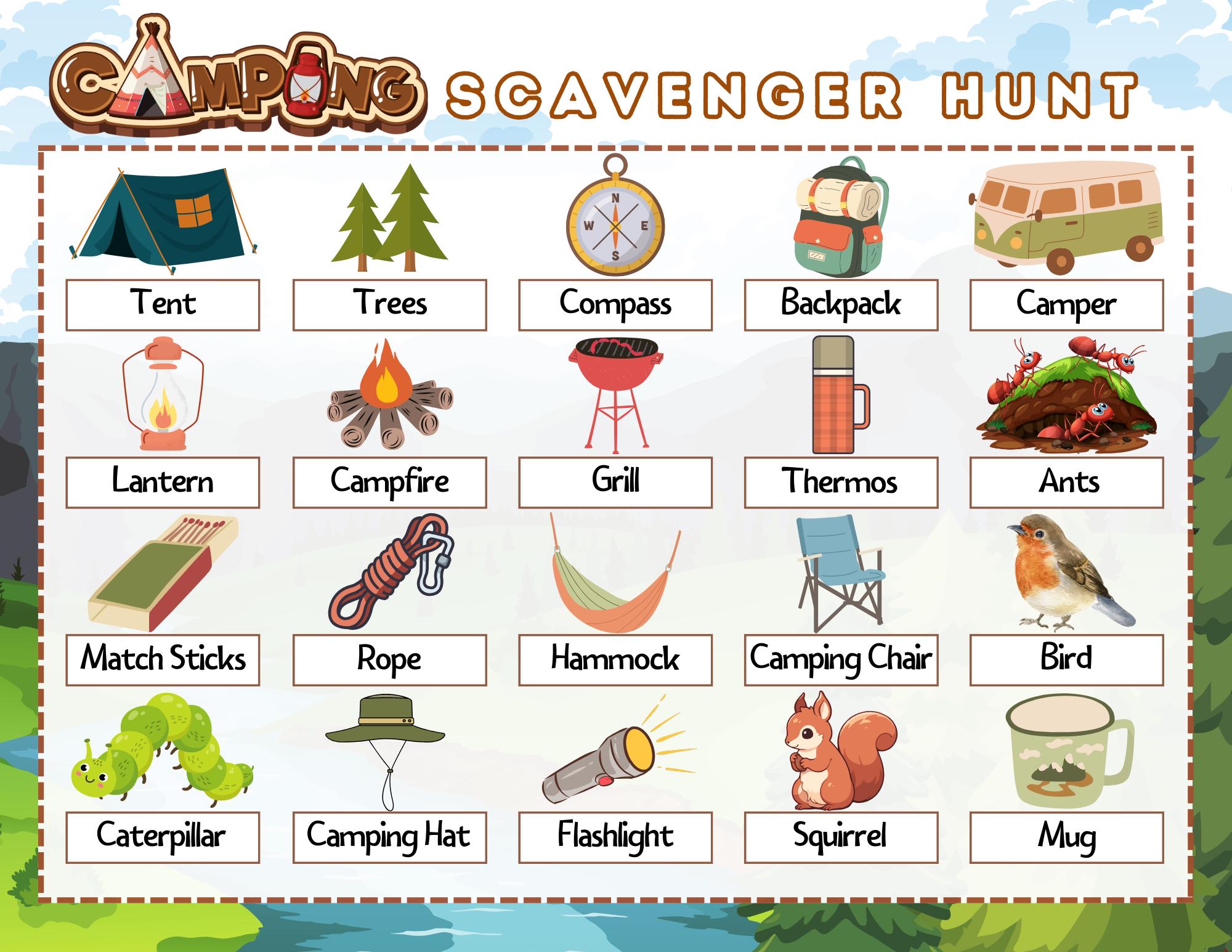 Printable Camping Scavenger Hunt - Etsy