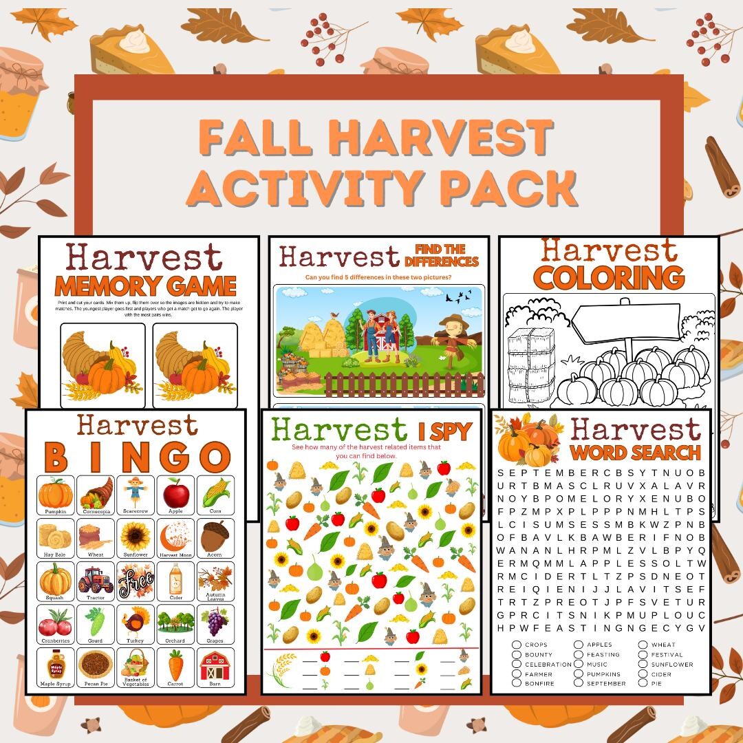 43 Page Printable Fall Harvest Activity Pack - Includes Bingo, Word ...