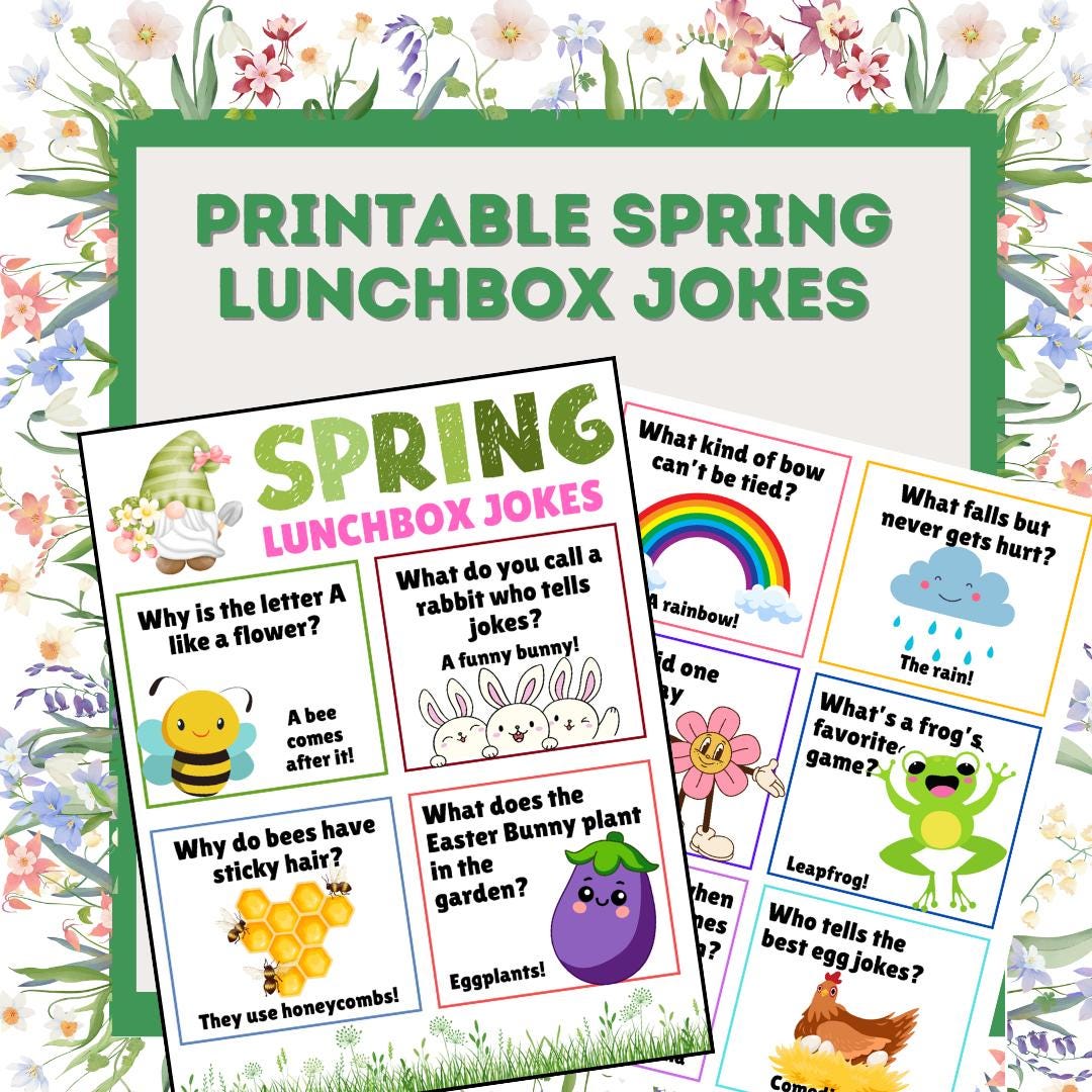Printable Spring Lunch Box Jokes for Kids - Etsy