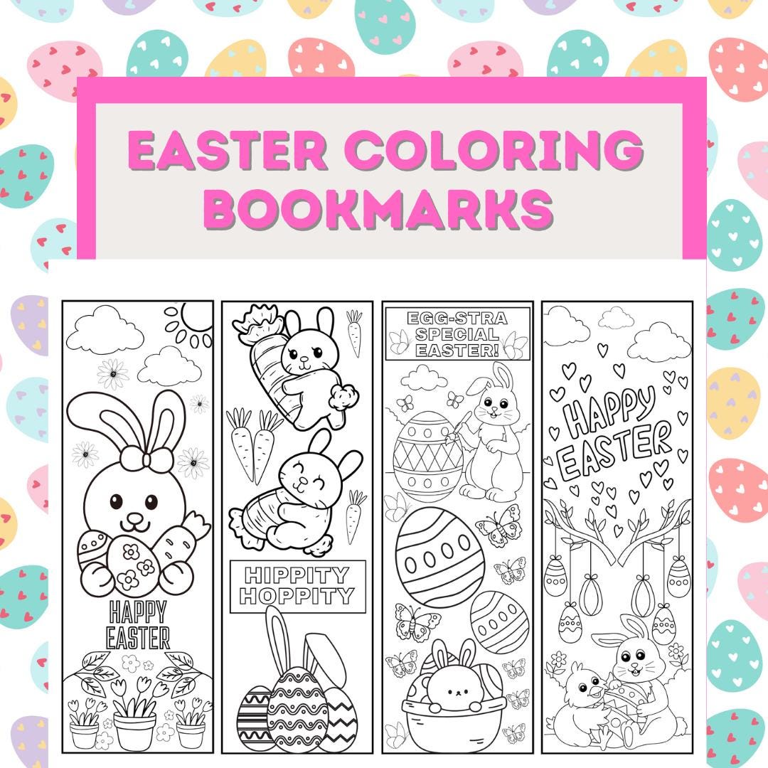 Printable Coloring Easter Bookmarks - Etsy