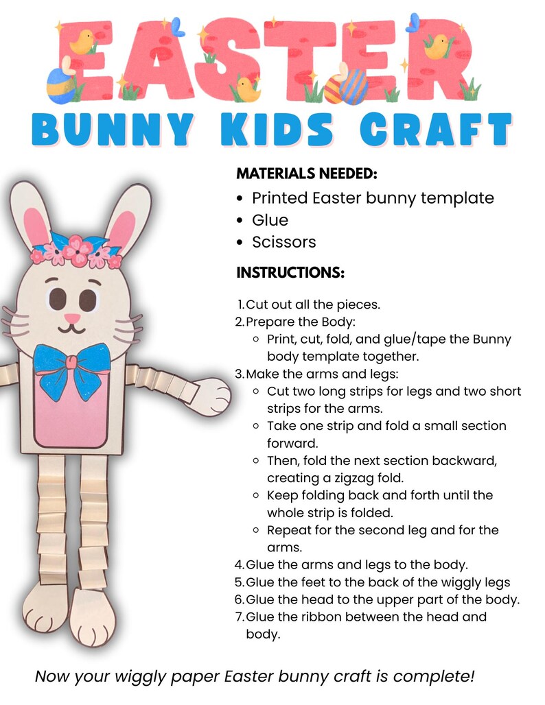 Printable Easter Bunny Craft for Kids - Etsy
