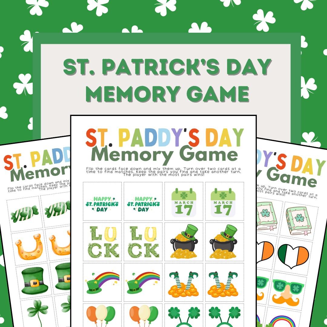Printable St. Patrick's Day Memory Game - Etsy