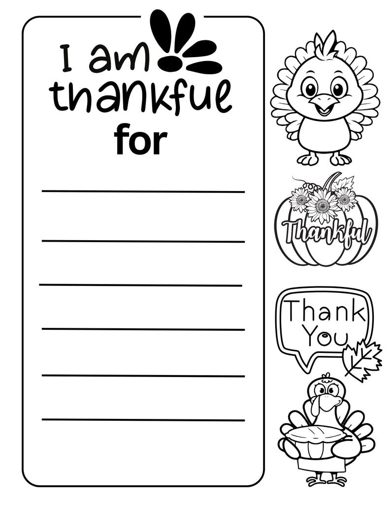 Printable Thankful Worksheet and Coloring Page - Etsy