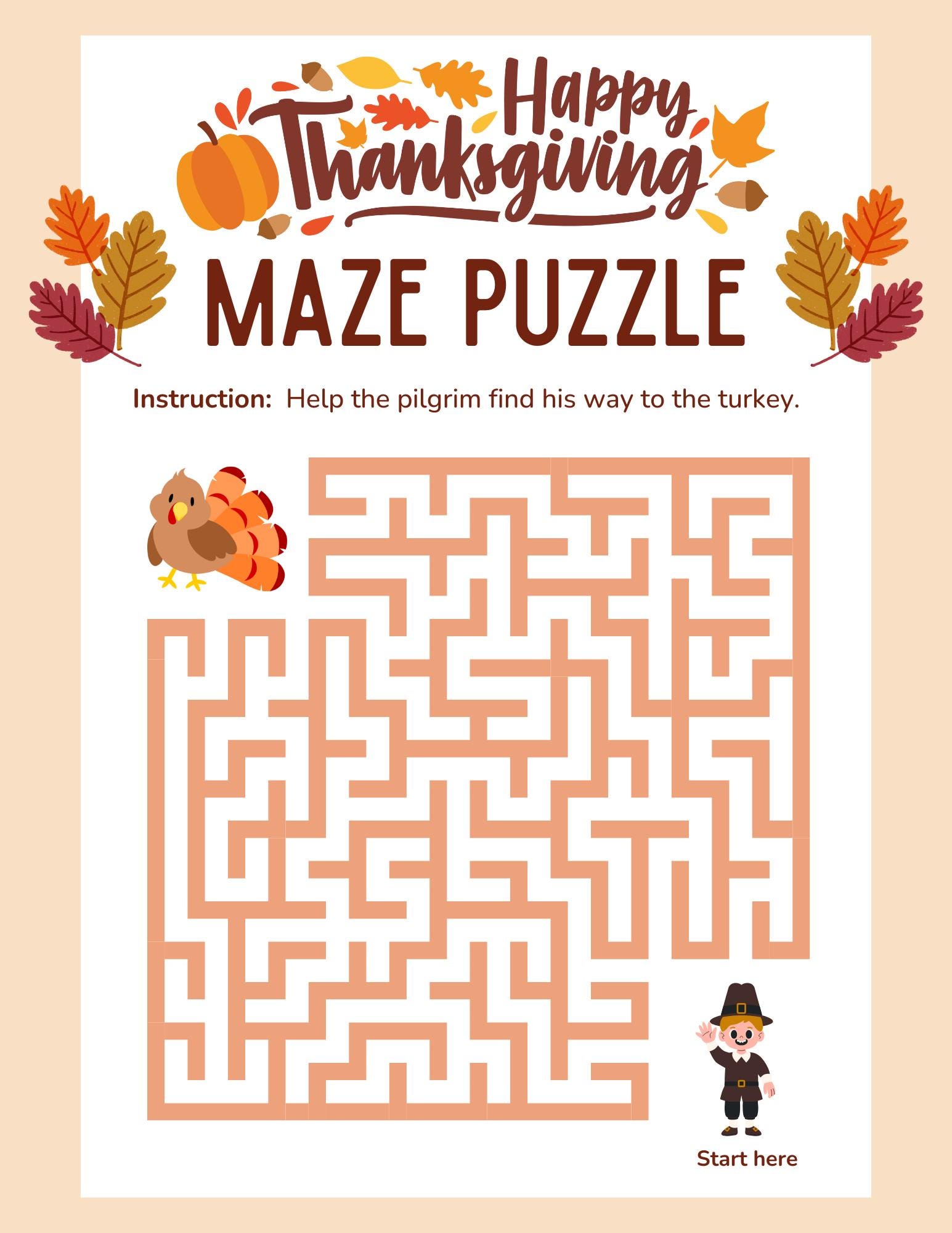 Printable Thanksgiving Mazes Bundle - Three Different Mazes for Holiday ...