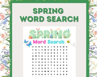 Spring Word Search for Kids | Fun Printable Activity Worksheets - Etsy