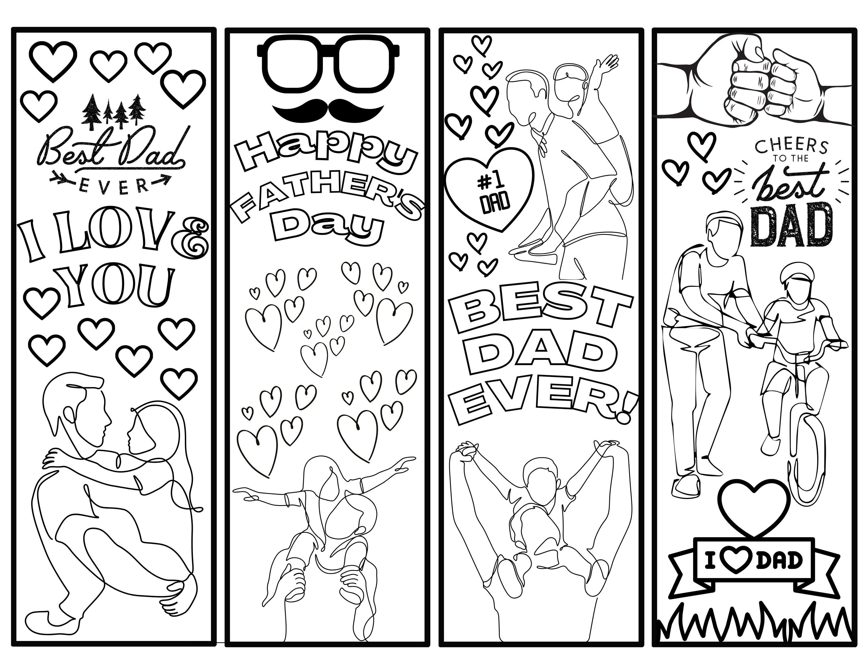 Printable Coloring Father's Day Bookmarks - 8 Different Designs! - Etsy