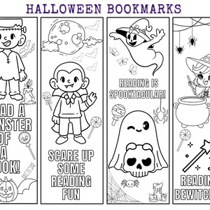 Printable Halloween Coloring Bookmarks - 4 Super Spooky Designs for ...