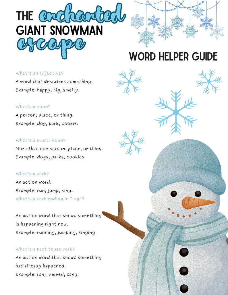 The Great Snowman Escape Winter Mad Libs - Etsy
