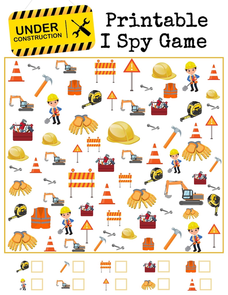Printable Construction I Spy Game - Fun for a Construction Party or ...