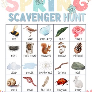 Printable Nature Spring Scavenger Hunt - Etsy